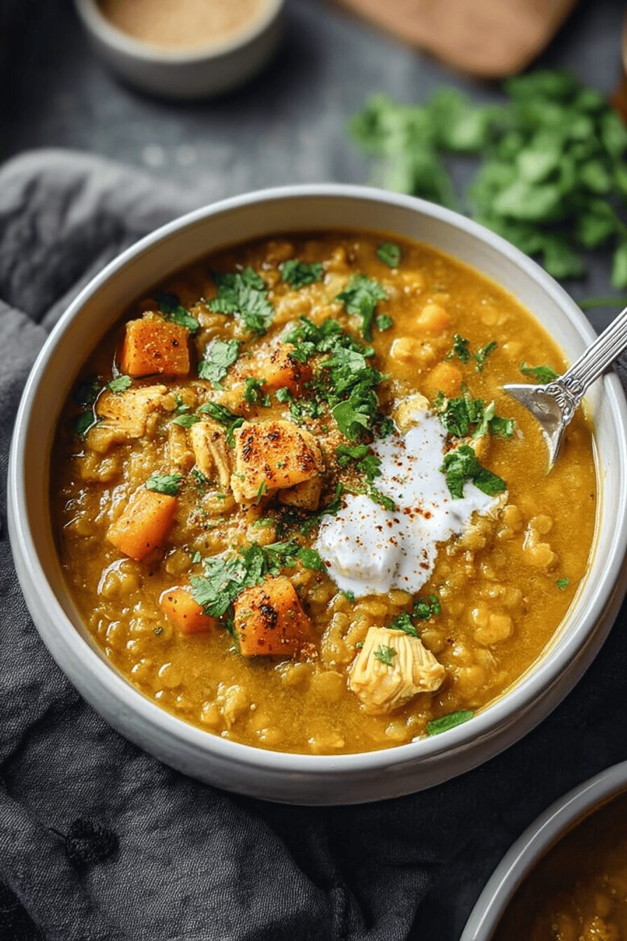Spiced Chicken Lentil Mulligatawny With Shrimp And Steak