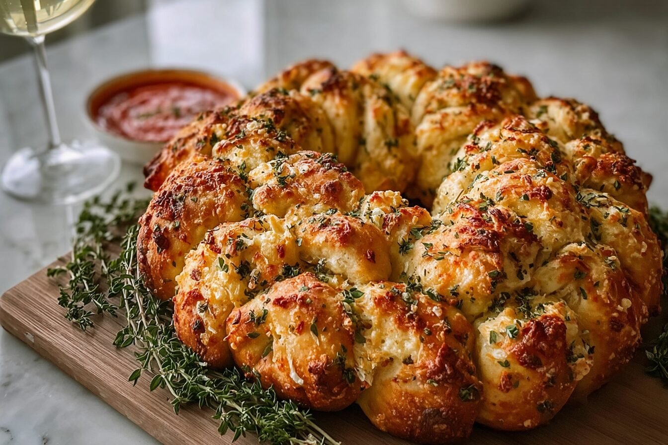 Cheesy Garlic Pull Apart Wreath Recipe For Sharing