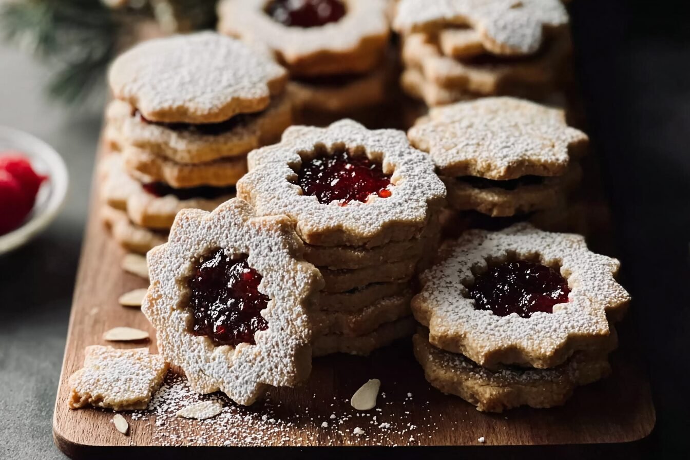 Raspberry Almond Linzer Cookies Recipe With Sweet Jam Filling