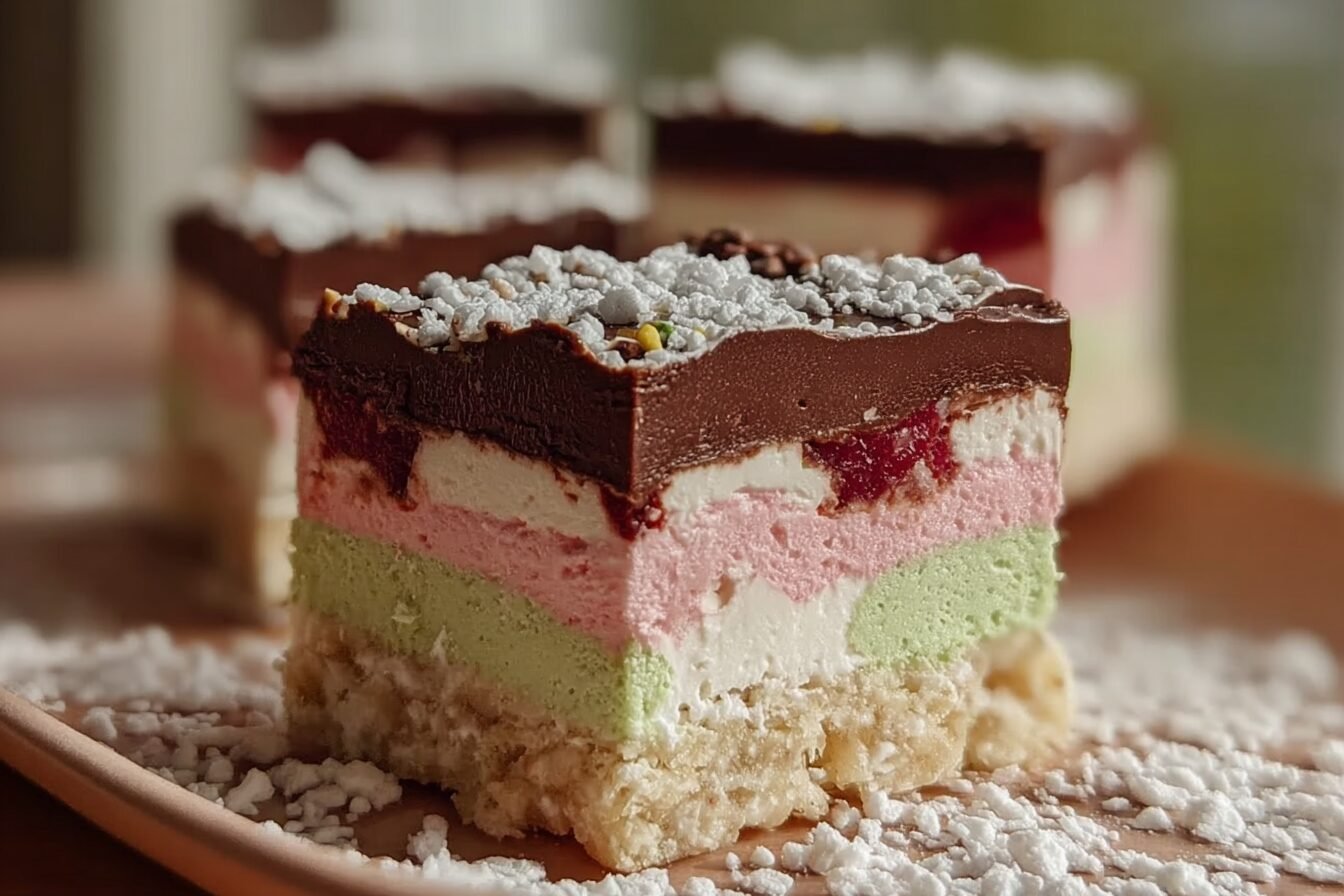 Spumoni Bars Recipe Easy Neapolitan Ice Cream Squares