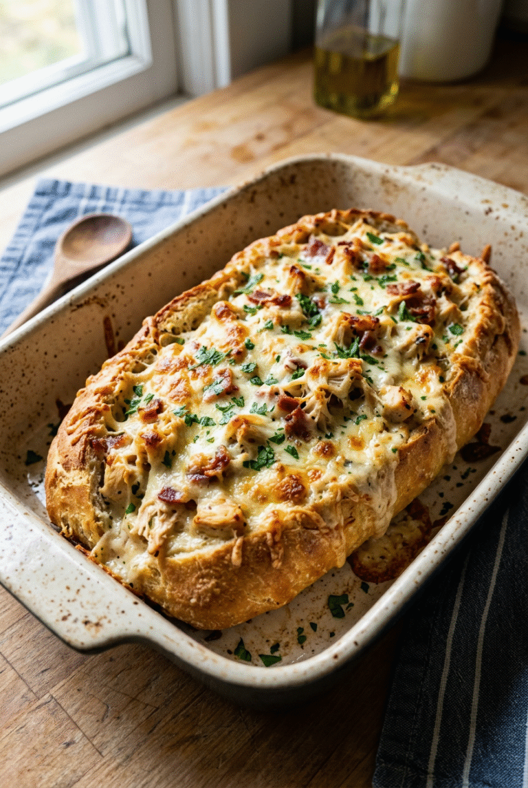 The Viral Alfredo Chicken Bread Garlic Bread Recipe