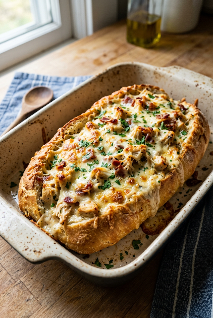 The Viral Alfredo Chicken Bread Garlic Bread Recipe