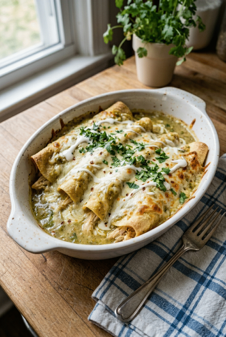 Green Chile White Chicken Enchiladas With Creamy Sauce